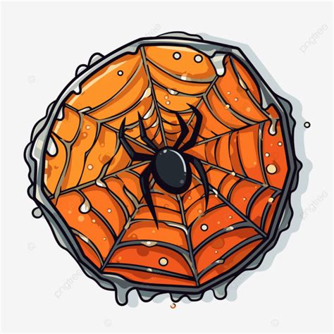 Cartoon Image Of An Orange Spider Web With A Fly Inside It Vector