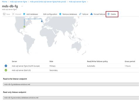 Azure SQL Database Change Primary Region For Failover Group