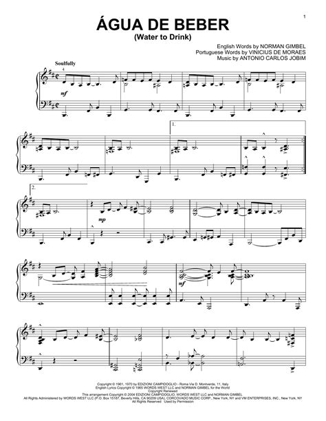 Agua De Beber Water To Drink Sheet Music Direct