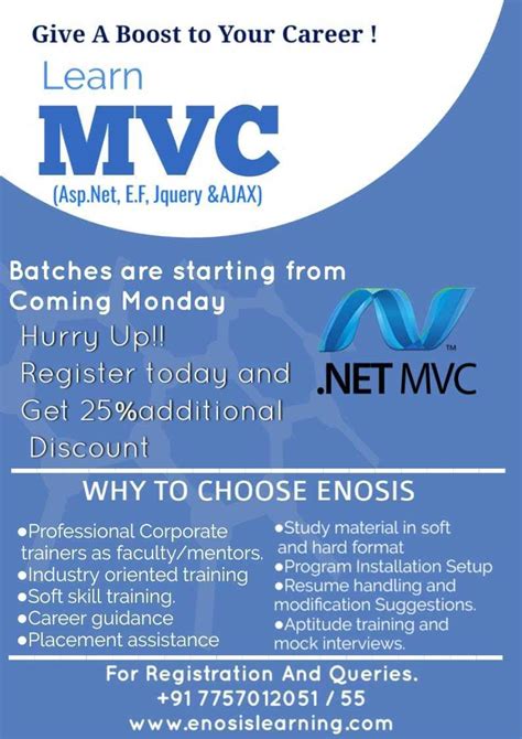 Enosis Learning On Linkedin Aspnet Mvc Training And Placement Program For It Freshers