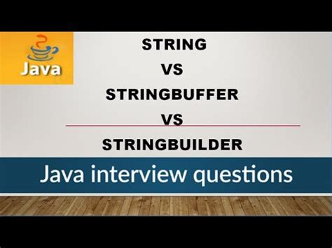 String vs StringBuilder vs StringBuffer in Java - YouTube