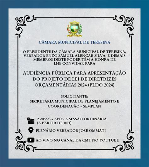 Audiência Pública Para Apresentação Do Projeto De Lei De Diretrizes