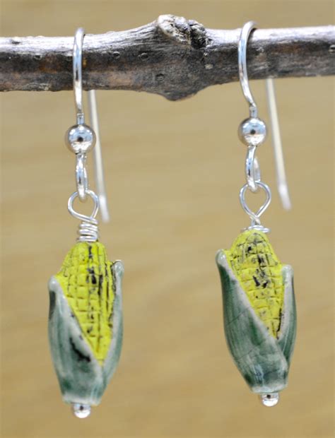 Ceramic Corn Earrings Jewelry By Glassando