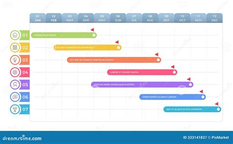 Gantt Chart Timeline Template Stock Illustration Illustration Of Business Duration 333141837