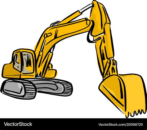 Yellow Front Hoe Loader Excavator Royalty Free Vector Image