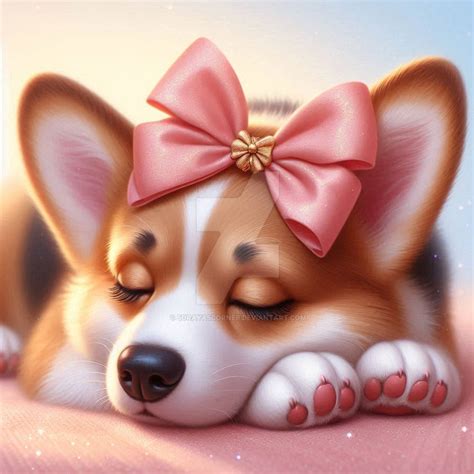 Corgi With Crown Closeup Digital Art Portrait By Sorayascorner On