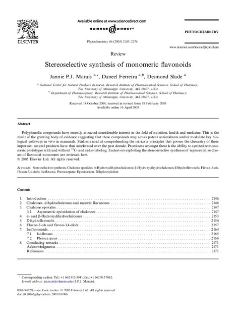 Pdf Stereoselective Synthesis Of Flavonoid Monomers And Antioxidant