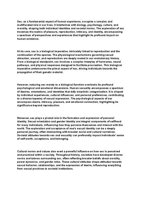 Sex Essay About Sex Sex As A Fundamental Aspect Of Human
