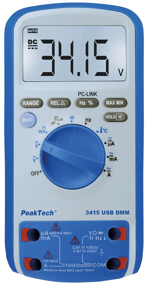 Peaktech 3415 Multimeter Digital 6000 Counts Usb Temperaturmessung
