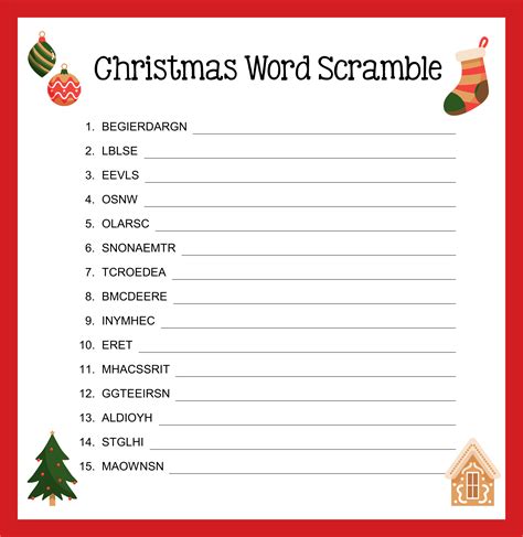 10 Best Christmas Word Scramble Printable Artofit