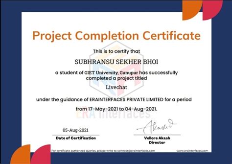 Subhransu Sekher Bhoi On Linkedin Thanks To Era Interfaces For The Certificate🥰