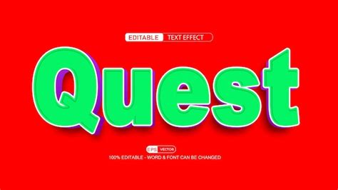 style 3d vectoriel d effet de texte modifiable de quête avec arrière