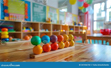 Colorful Counting And Sorting Tasks For Preschoolers In A Classroom