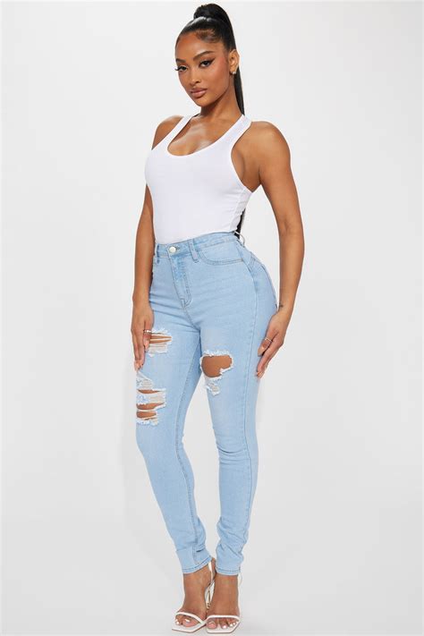 Shelby Booty Lifting Ripped High Rise Stretch Skinny Jeans Light Wash