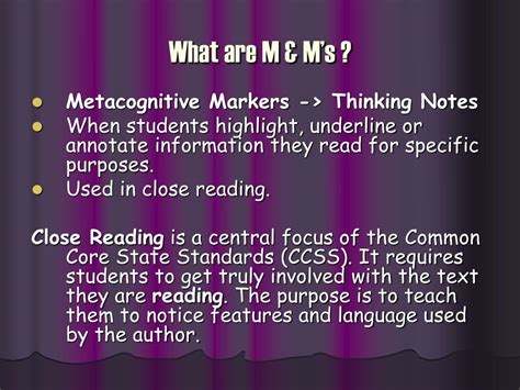 Ppt Metacognitive Markers Literacy In The Classroom Powerpoint