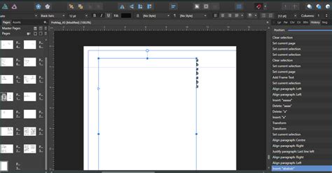 text insertion and text frame boundry feedback for affinity publisher