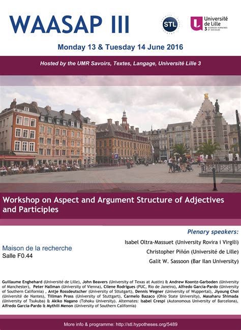 Workshop On Aspect And Argument Structure Of Adjectives And Participles