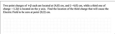 Solved Two Point Charges Of Q Each Are Located At Cm Chegg