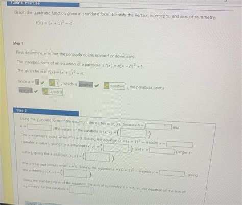 Solved Tutorial Exercise Graph The Quadratic Function Given