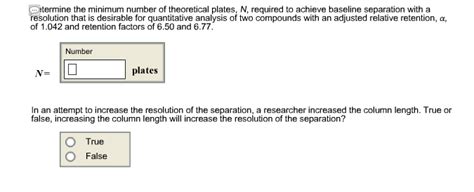 Solved Determine The Minimum Number Of Theoretical Plates