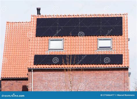 Solar Panels On A Red Roof Stock Image Image Of Modern 273466477