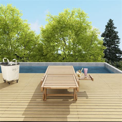 Winston Porter Height Adjutable Fir Wood Outdoor Chaise Lounge Wayfair