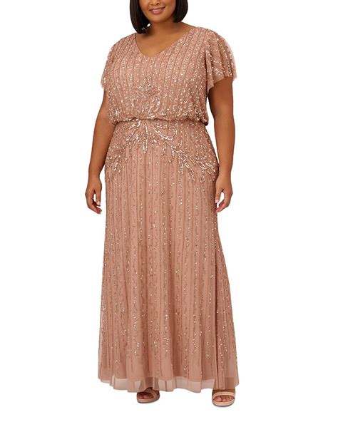 Adrianna Papell Plus Beaded Blouson Gown Bloomingdales
