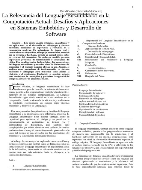 Ensayo 4 Pdf Lenguaje Ensamblador Lenguaje De Programación