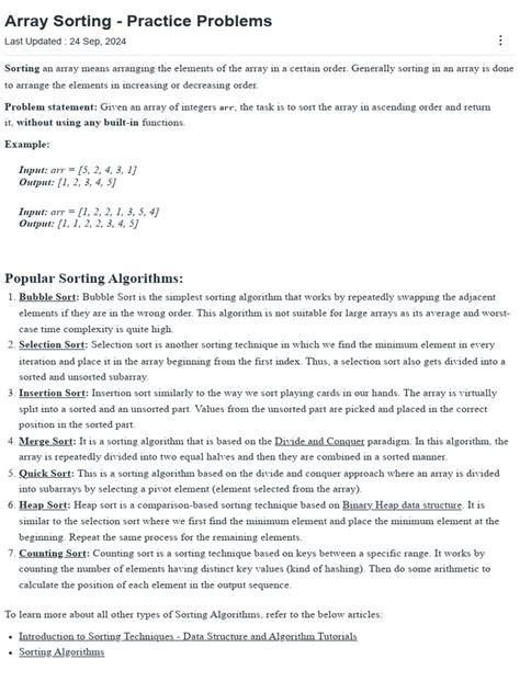 5 5 Array Sorting Practice Problems Geeksforgeeks Pdf Computing