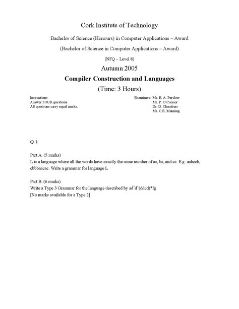 Left Recursion Compiler Construction And Languages Past Exam Docsity