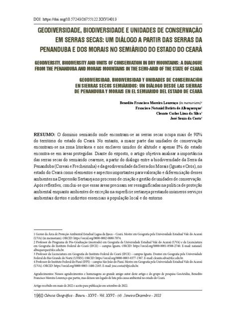 Geodiversidade Biodiversidade E Unidades De Conservação Pdf