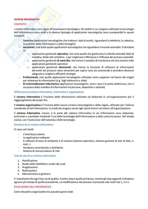 Prima Parte Di Sistemi Informativi