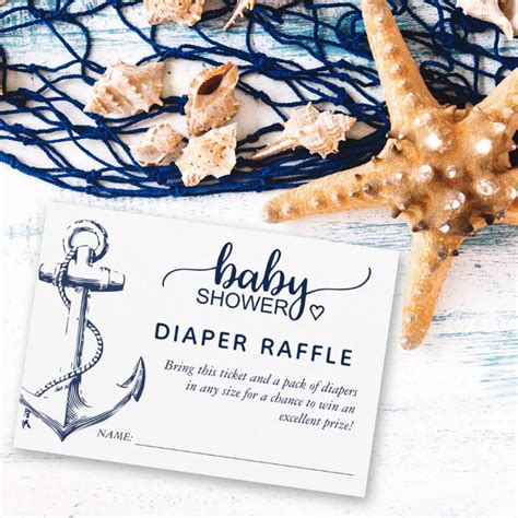 Diaper Raffle Nautical Anchor Baby Shower White Enclosure Card Zazzle
