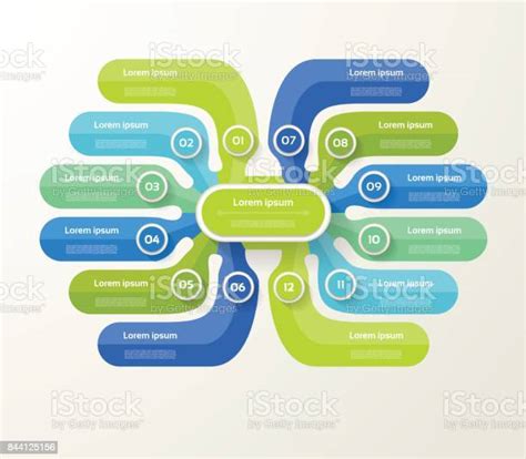 다이어그램 그래프 프레 젠 테이 션 및 차트에 대 한 벡터 Infographic 템플릿 12 옵션 부품 단계 또는 프로세스와 비즈니스 개념 12 13세에 대한 스톡 벡터