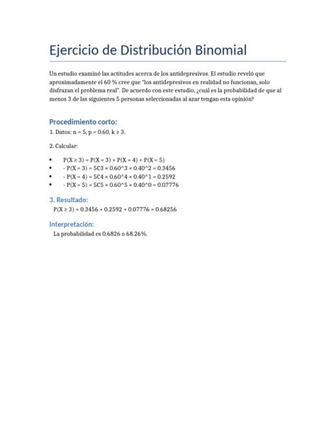 Ejercicio Distribucion Binomial Pdf