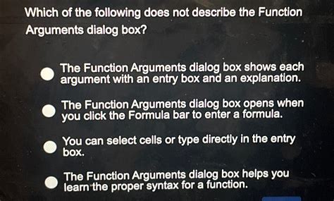 Solved Which Of The Following Does Not Describe The Function