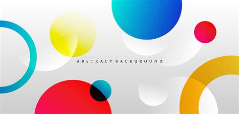 흰색 배경에 기하학적 모양 패턴 원 파란색 노란색 및 빨간색 그라디언트 색상의 원 선을 가진 현대적인 추상 디자인 웹 사이트 표지 브로셔 전단지 프리젠 테이션 배너 벡터