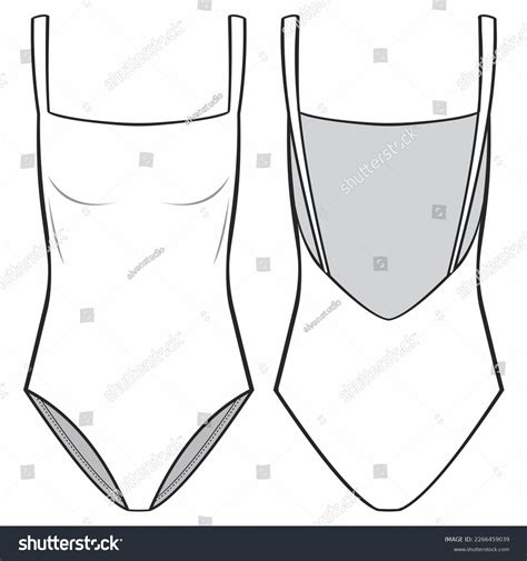 One Piece Swimsuit Fashion Technical Drawing Stock Vector Royalty Free