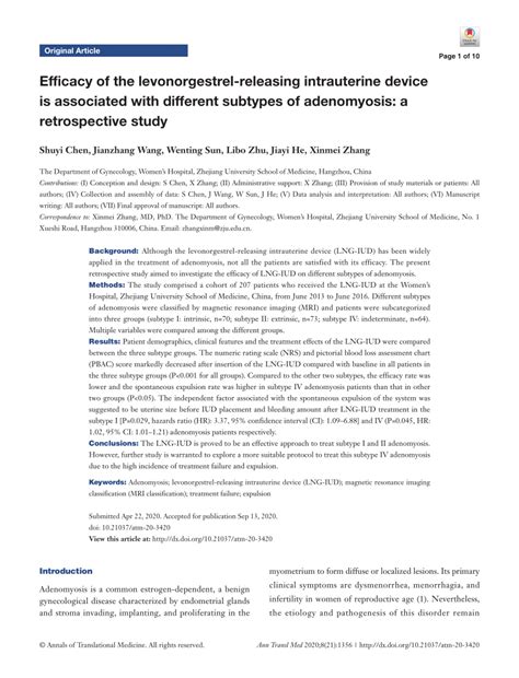 Pdf Efficacy Of The Levonorgestrel Releasing Intrauterine Device Is Associated With Different