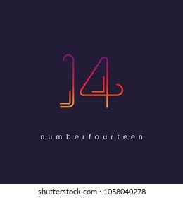 Number Fourteen Digit 14 Logo Icon Stock Vector Royalty Free