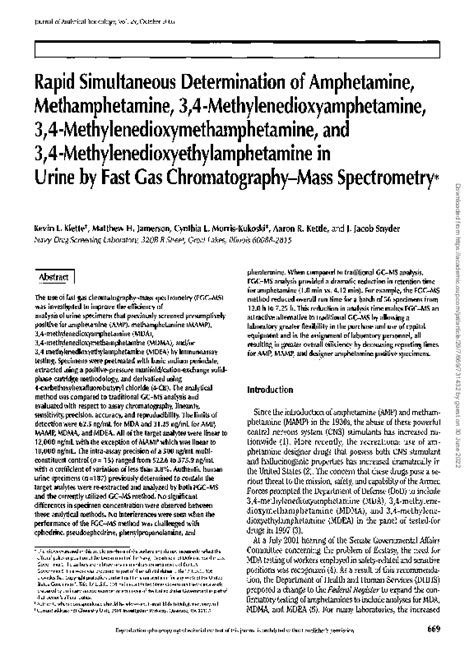 Pdf Rapid Simultaneous Determination Of Amphetamine Methamphetamine 3 4