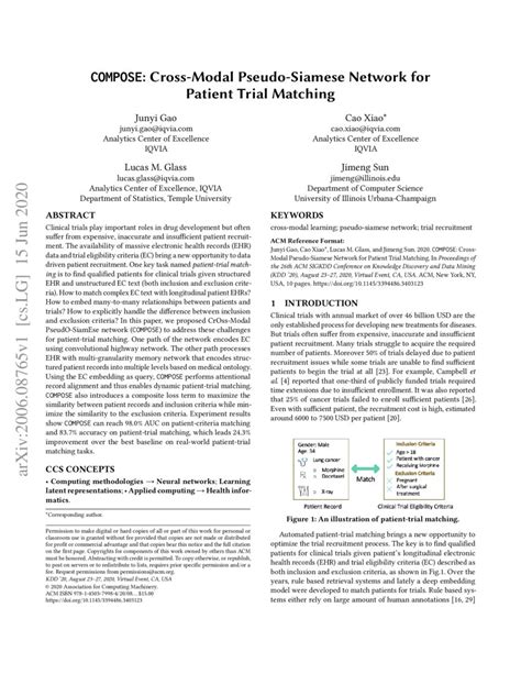 Compose Cross Modal Pseudo Siamese Network For Patient Trial Matching