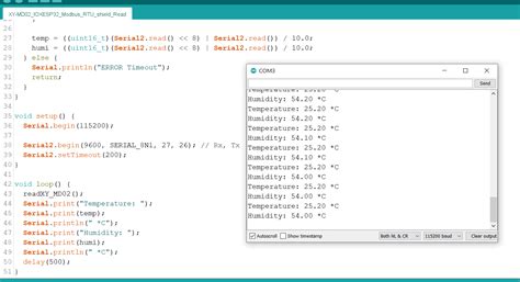 การใช้งาน Ioxesp32 Modbus Rtu Shield กับโมดูล Xy Md02 วัดอุณหภูมิและ