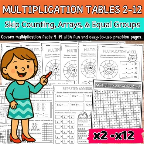 Multiplication Practice Pack Skip Counting Arrays And Equal Groups Facts 212