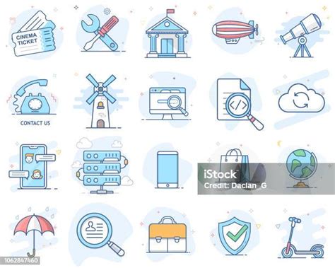 평면 선 색 아이콘의 집합입니다 벡터 일러스트입니다 볼륨 3 0명에 대한 스톡 벡터 아트 및 기타 이미지 0명 Brand Name Online Messaging