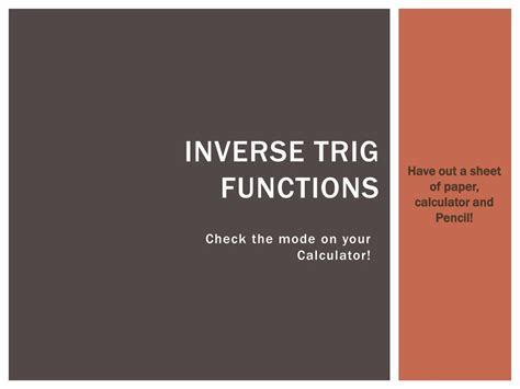 ppt inverse trig functions powerpoint presentation free download