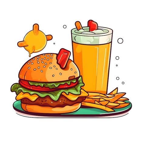 Cola De Hambúrguer De Logotipo E Batatas Fritas Em Um Fundo Branco