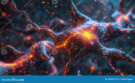 Neurons That Conduct An Impulse In The Brain Stock Illustration