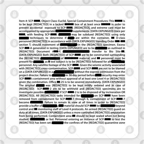 Scp Redacted Document V2 Redacted Sticker Teepublic