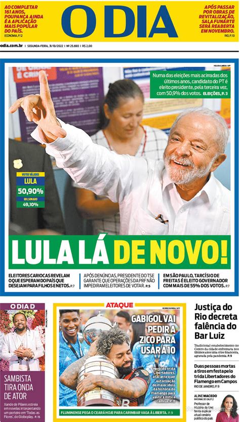 Capa O Dia Edição Segunda 31 de Outubro de 2022